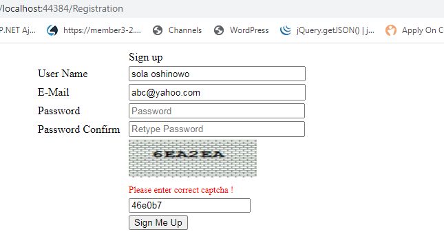 ASP.NET Webform User Registration With Captcha